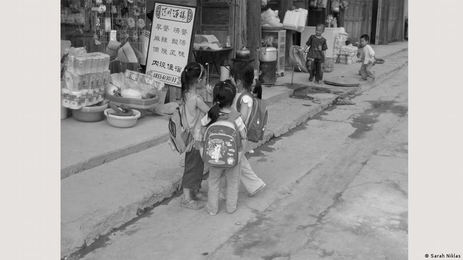 School children on their way home in China