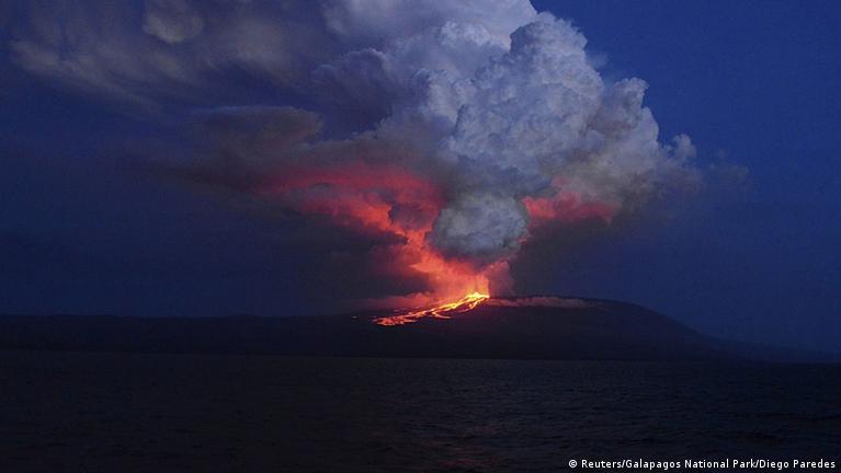 Volcano eruption in the Galapagos