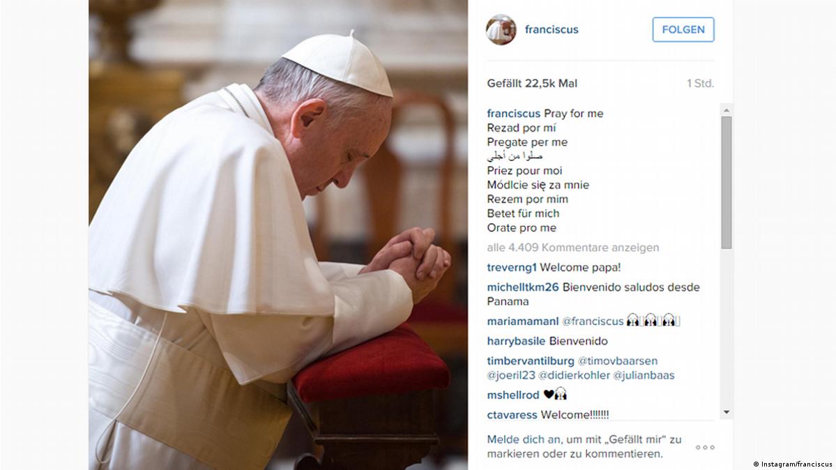 Pope Francis launches Instagram account – DW – 03/19/2016