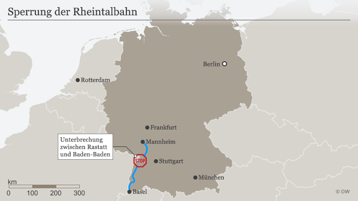 Die Rheintalbahn bleibt lange dicht | Wirtschaft | DW | 22.08.2017