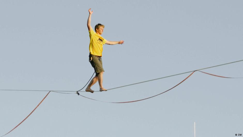 Slackline acrobat Jaan Roose