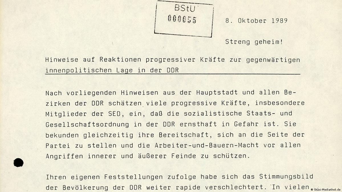 Wie die Stasi das Ende der DDR erlebte – DW – 03.10.2019