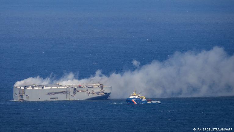 Car-carrying ship off Dutch coast still burning