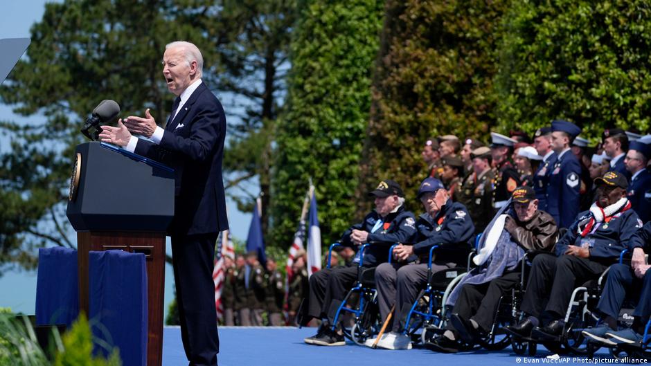 Biden says democracy 'at risk' as leaders remember D-Day