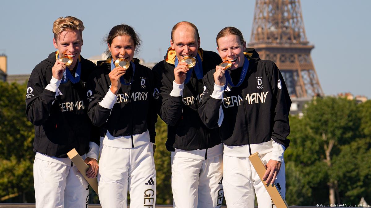 Olympics: Germany wins triathlon mixed relay gold