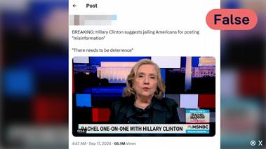 Fact check: Did Clinton call for jail over misinformation? – DW – 09/20 ...