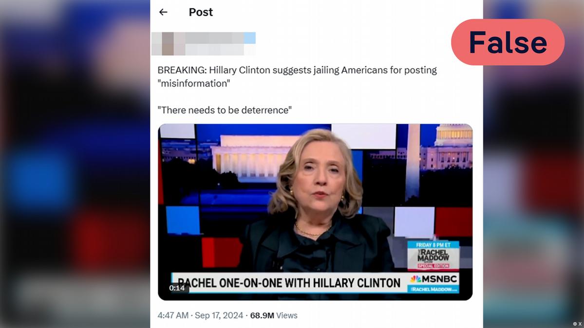 Fact check: Did Clinton call for jail over misinformation? – DW – 09/20 ...